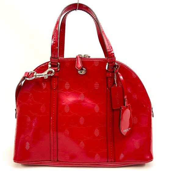Coach | Bags | Coach Peyton Link C Embossed Patent Domed 32583 Red ...
